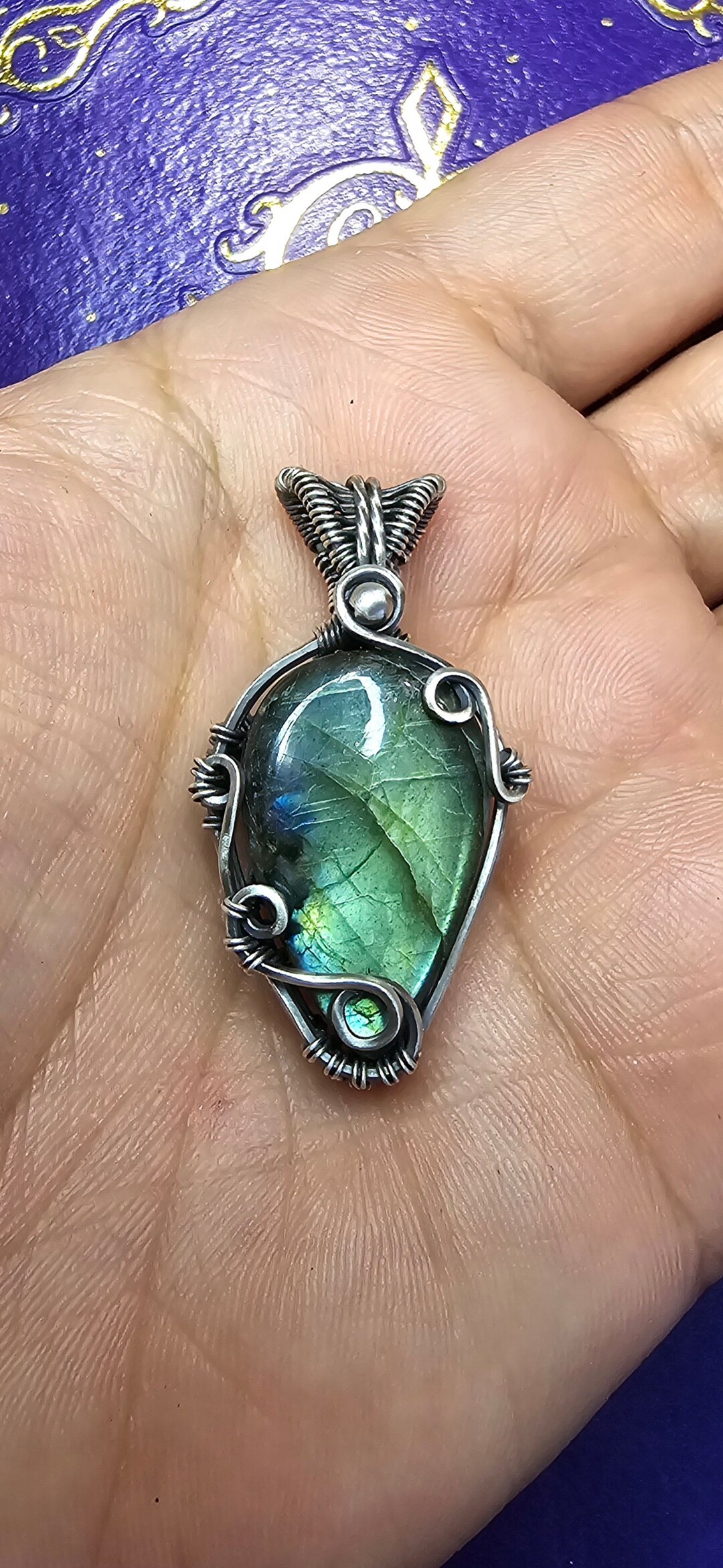 Sterling Silver Labradorite Pendant - Etsy