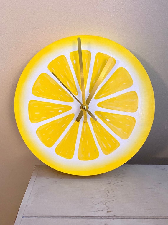 Lemon Clock hand Painted | Etsy