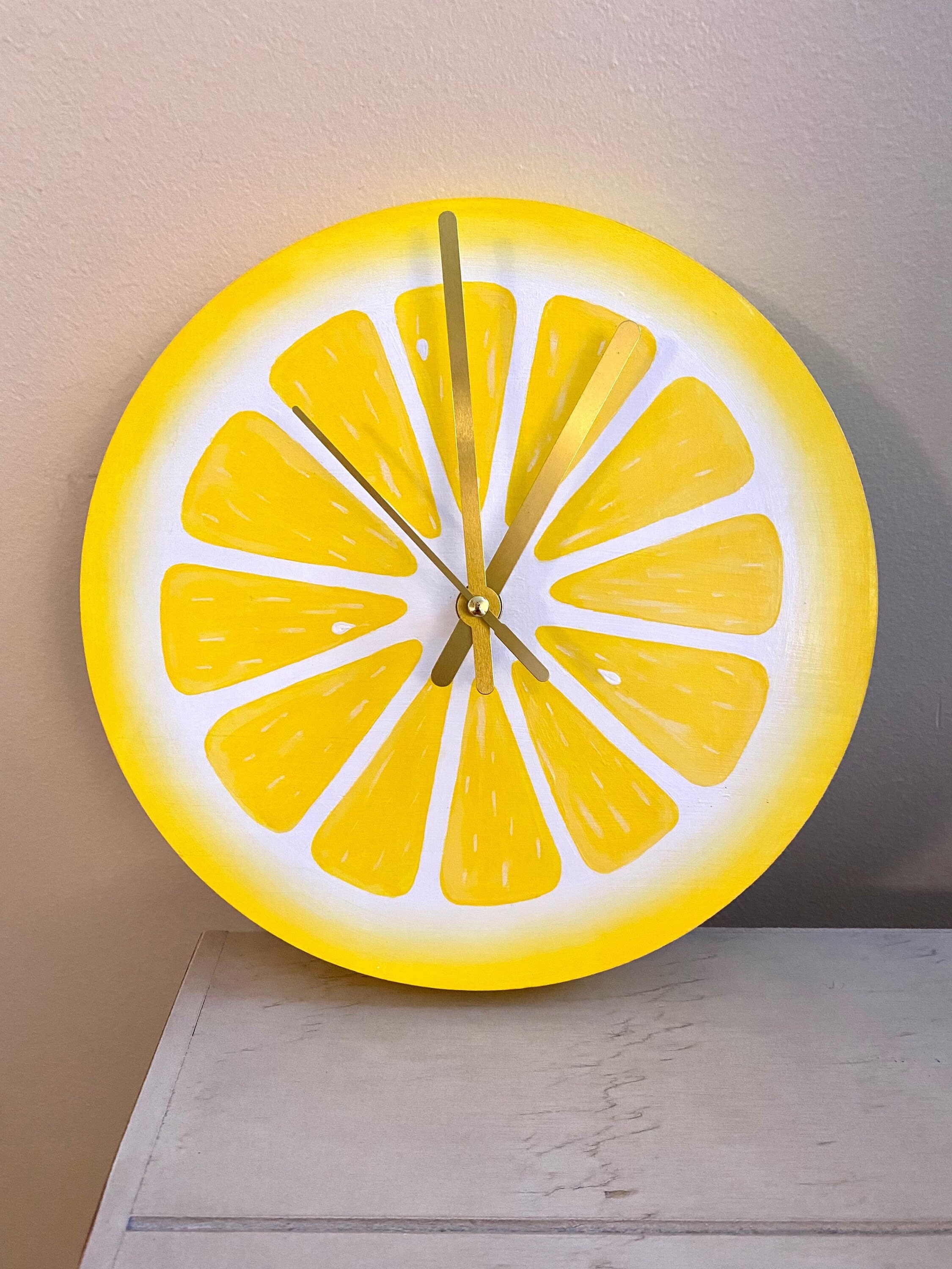 Lemon Clock hand Painted - Etsy