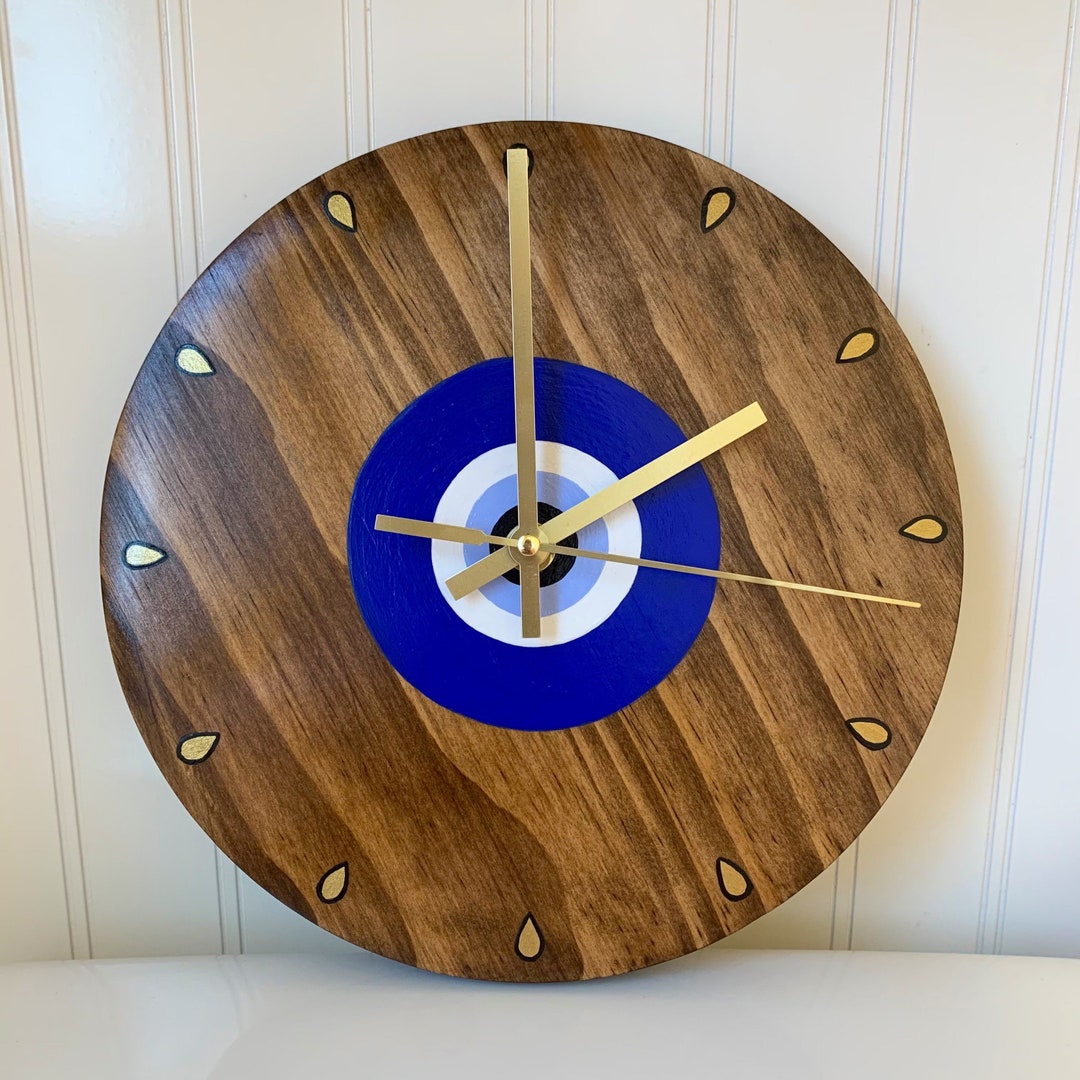 Evil Eye Clock (hand Painted and Stained) - Etsy