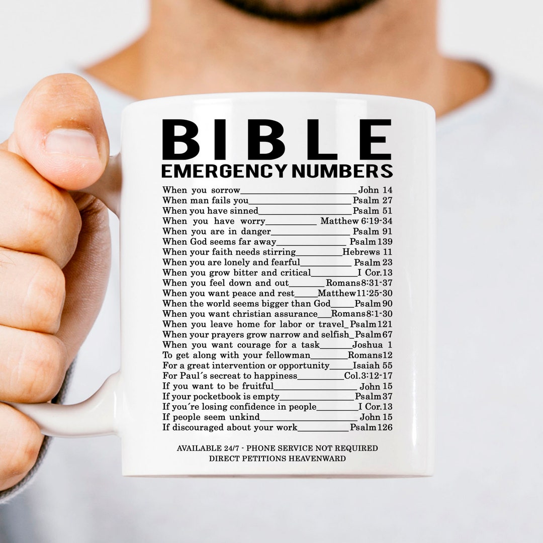 Emergency Numbers,bible Verse,scripture Sign,pastor Gift,faith Mug - Etsy