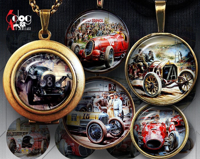 Retro Racing Car Digital Collage Sheets Printable Downloads - Etsy