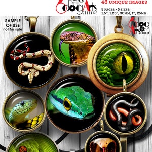Snakes Digital Collage Sheets Printable Downloads for Bottle Caps ...
