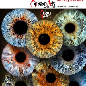 4" Circles Realistic Eye Irises Digital Collage Sheets Printable ...