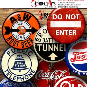 Vintage Signs Digital Collage Sheets 2.755", 1.85", 1.629", 1.375 ...