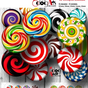 Peppermint Candy Digital Collage Sheets Printable Download for Mini ...