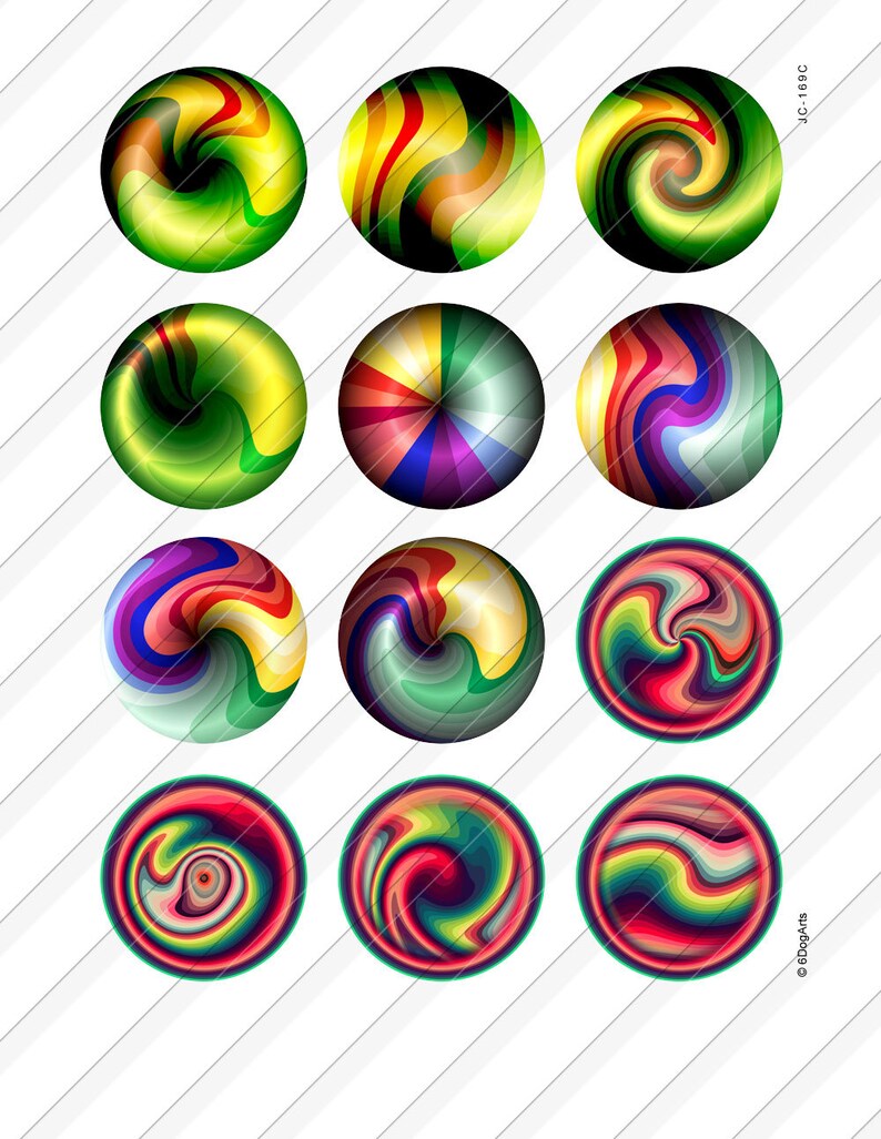 Abstract Geometry 2" Circles Digital Collage Sheets Printable Download ...