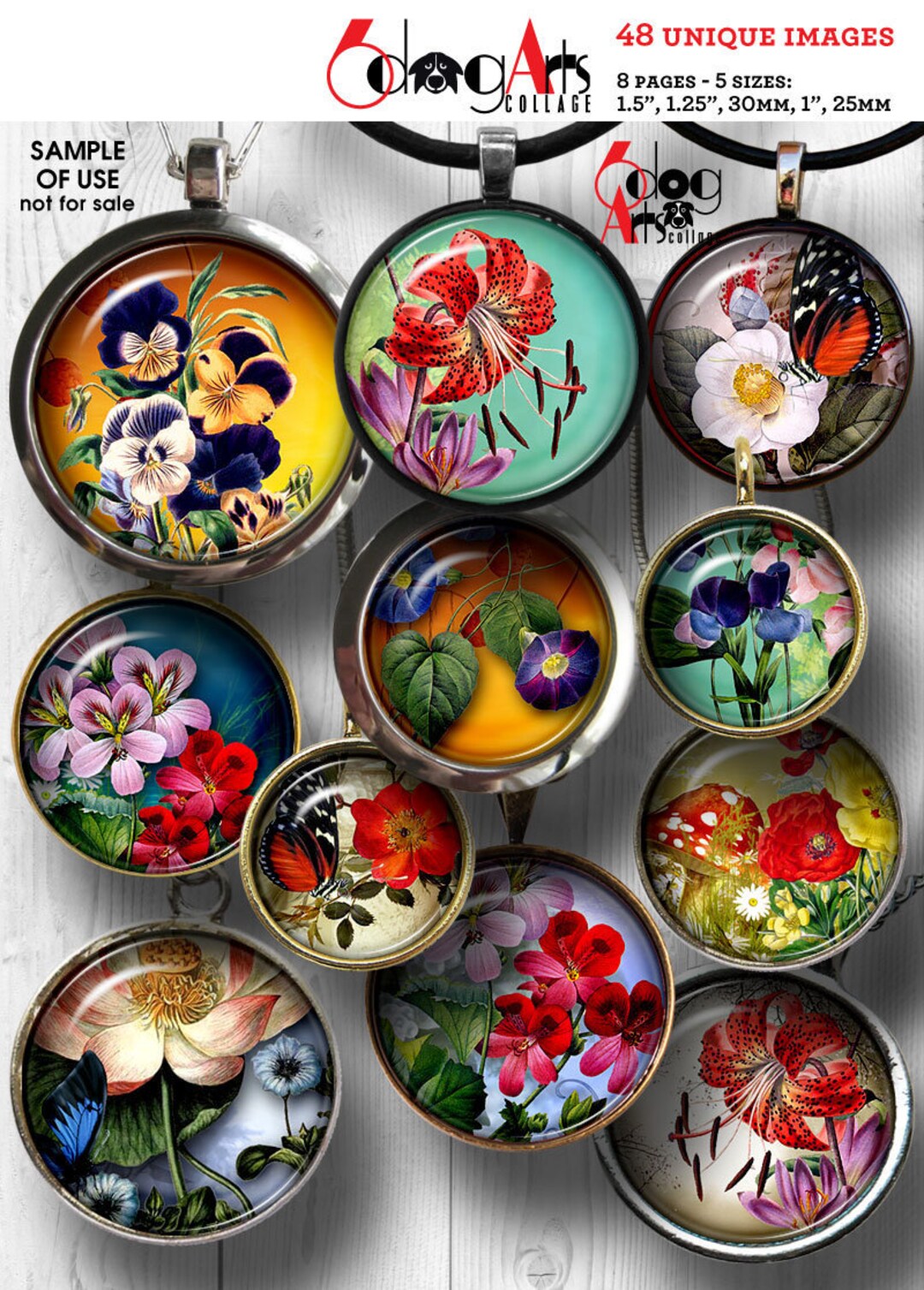 Flower Designs Digital Collage Sheets Printable Downloads for - Etsy