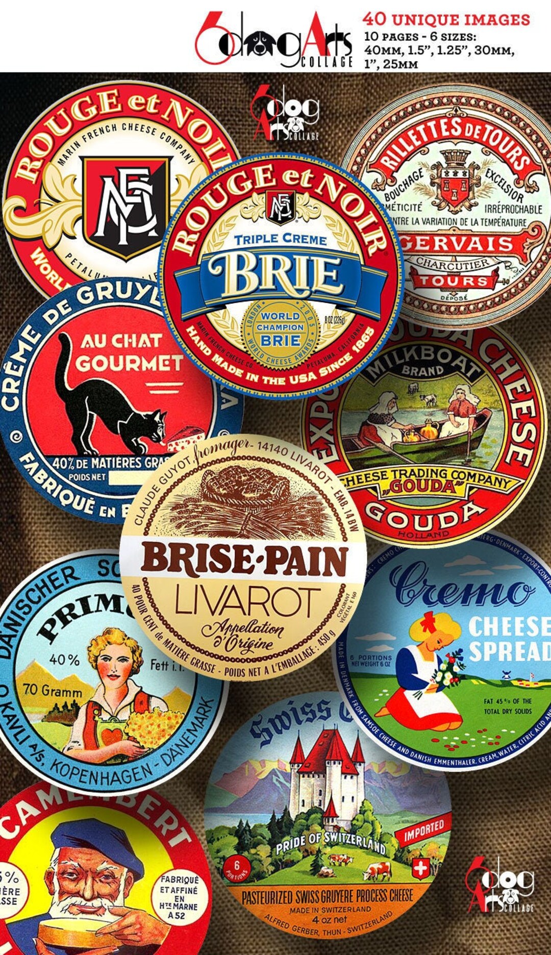 Vintage Cheese Labels Digital Collage Sheets Printables for - Etsy