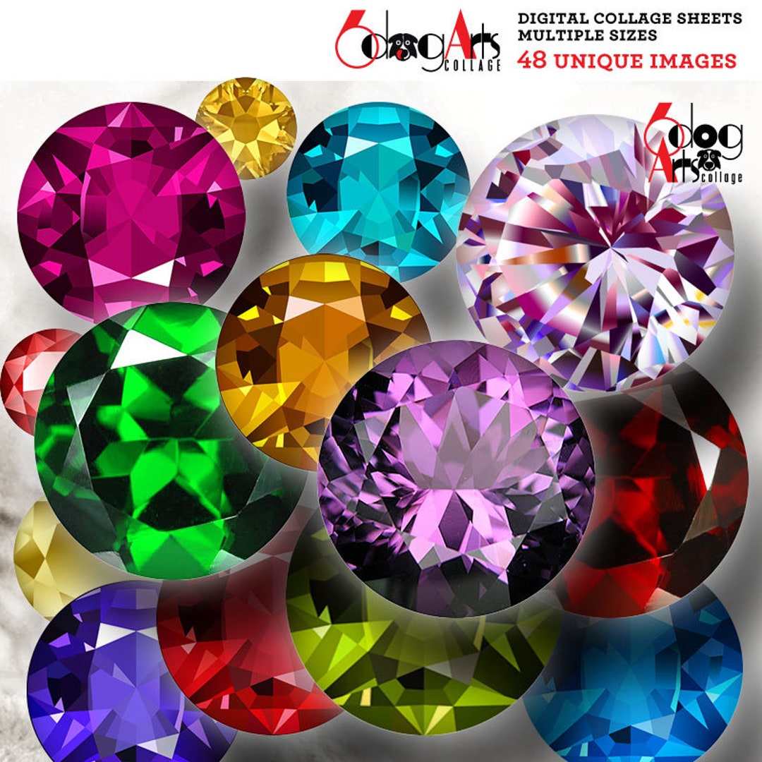 Gemstones Digital Collage Sheets Printable Download Crafts Pendants ...
