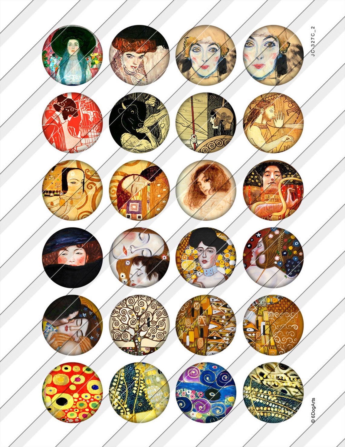 Digital Collage Sheets Gustav Klimt Printable Download Mini - Etsy