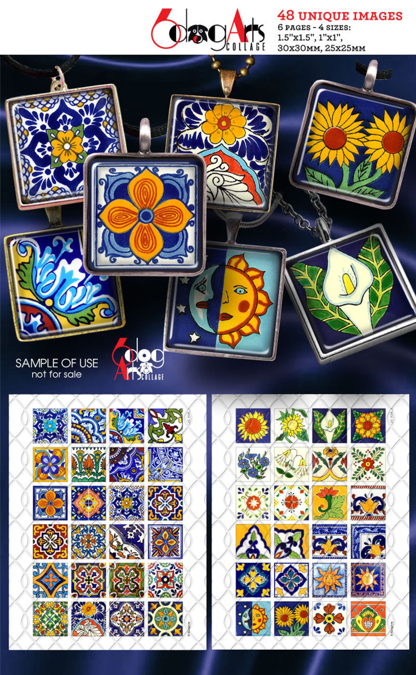 Mexican Talavera Tiles Digital Collage Sheets Printable Download for ...
