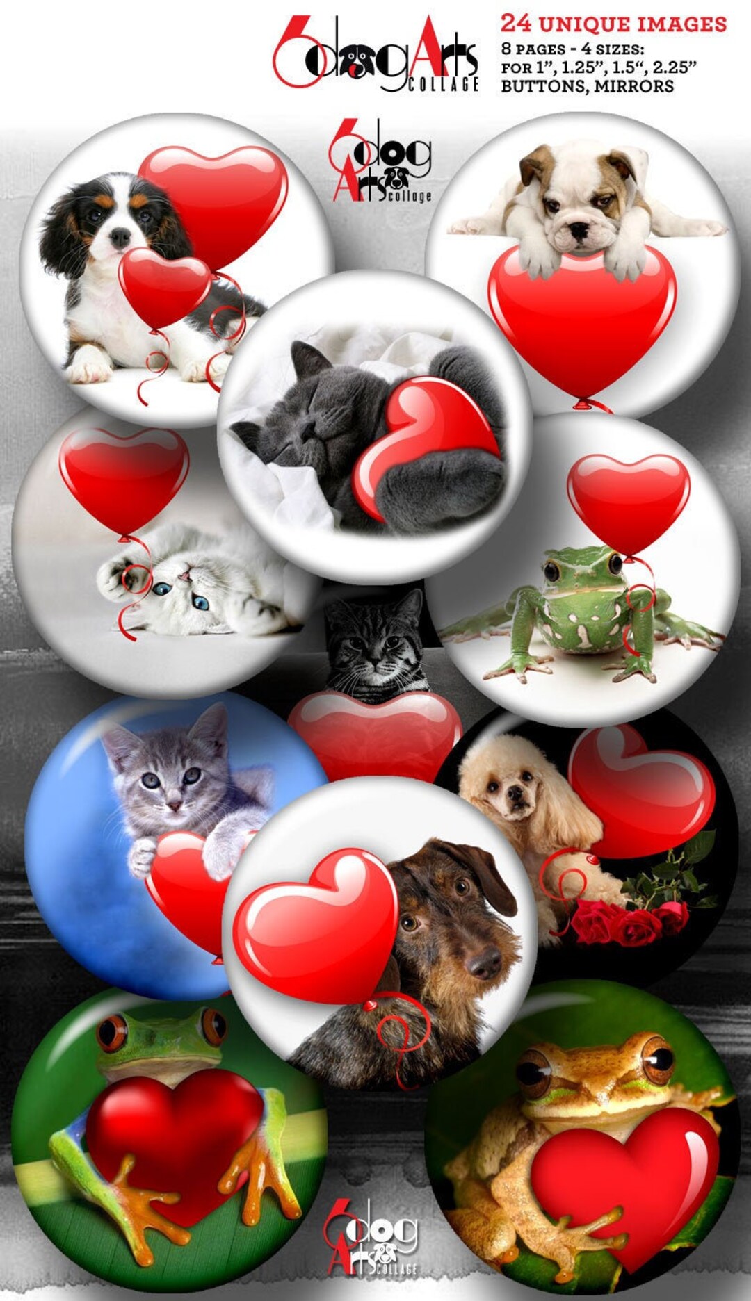 Valentine's Animals Digital Collage Sheets Printable - Etsy