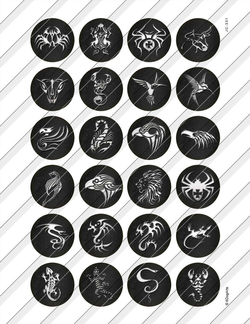 Digital Collage Sheets Tribal Animals Printable Download | Etsy