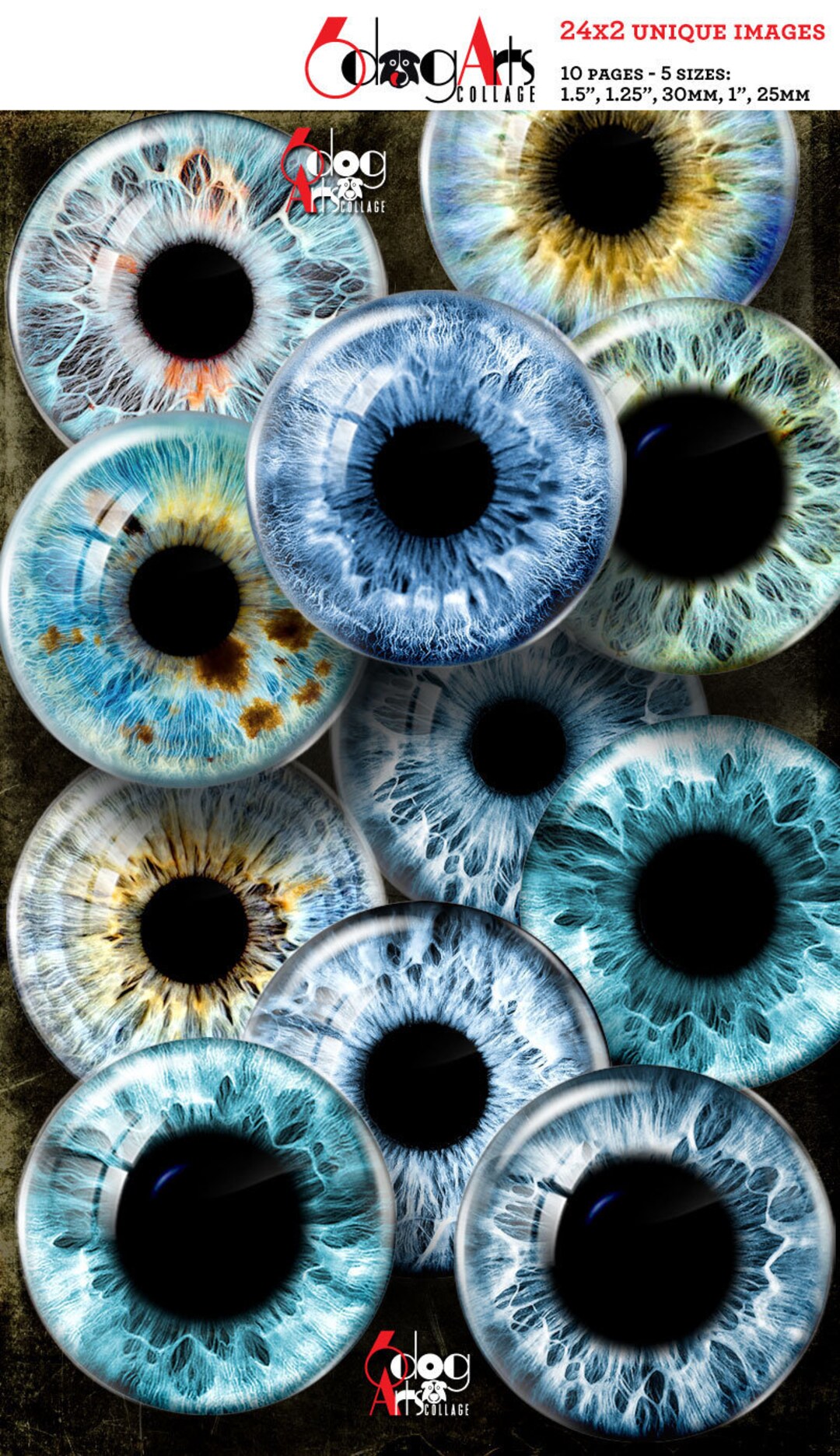 Blue Doll Eyes Digital Collage Sheets Printable Pupils Irides - Etsy