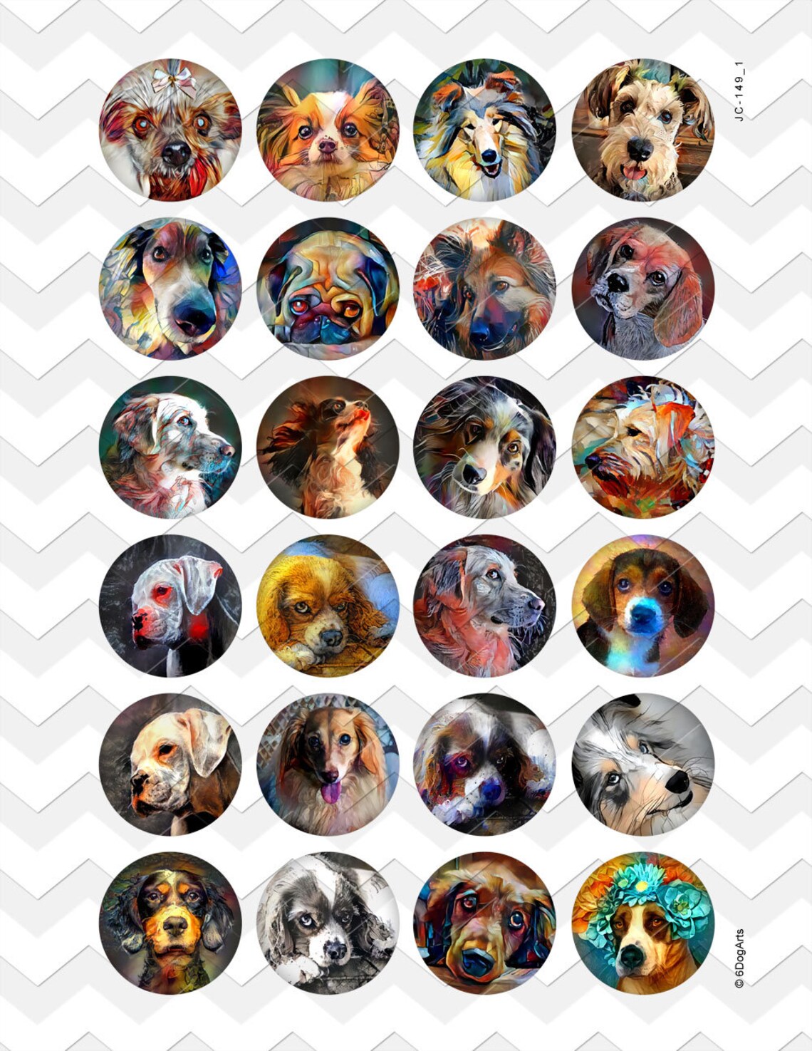 Dog Painting Digital Collage Sheets Printable Download Bottle - Etsy