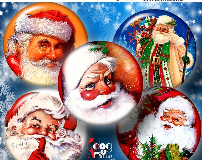 Merry Christmas - Digital Collage Sheet - 1 Inch Round Circles ...