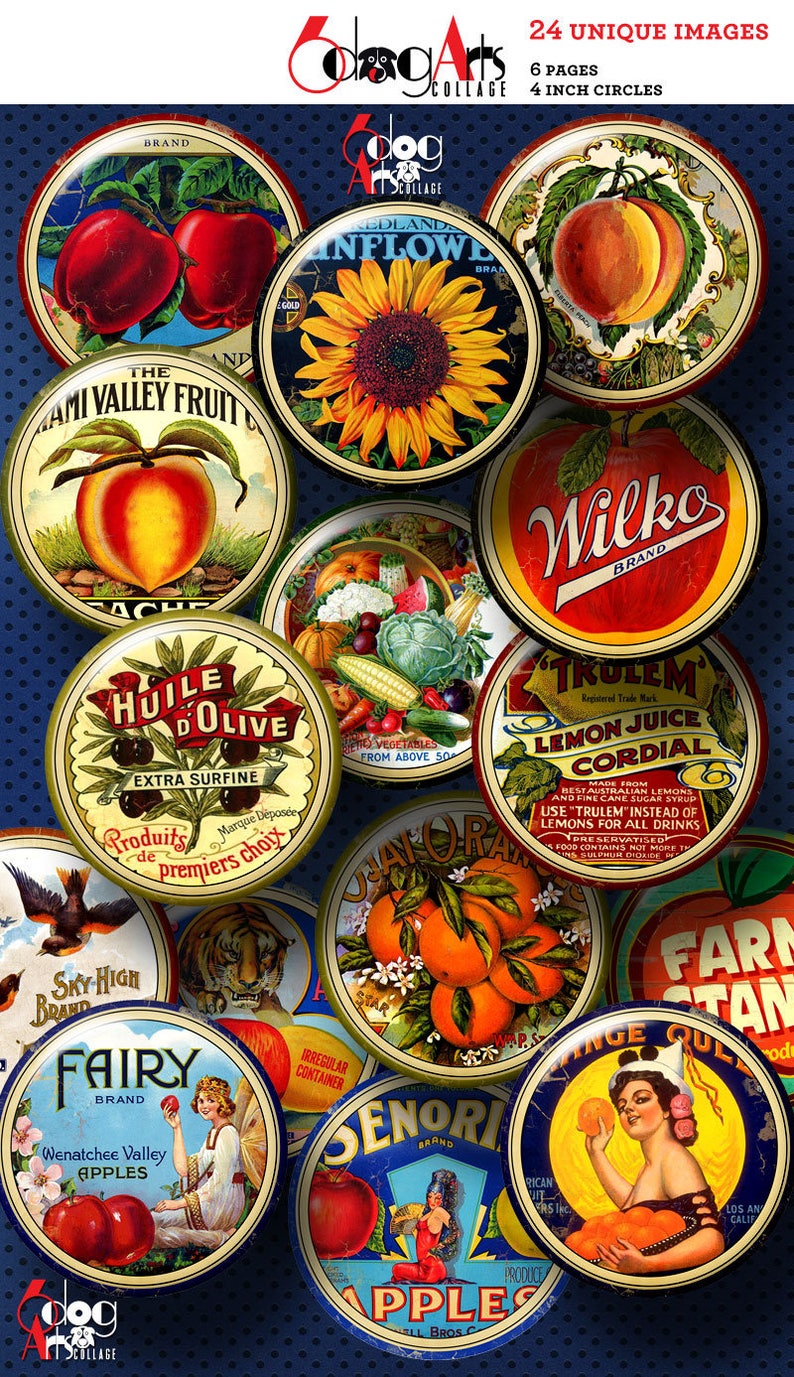 Vintage Crate Labels Digital Collage Sheets Printable Download - Etsy