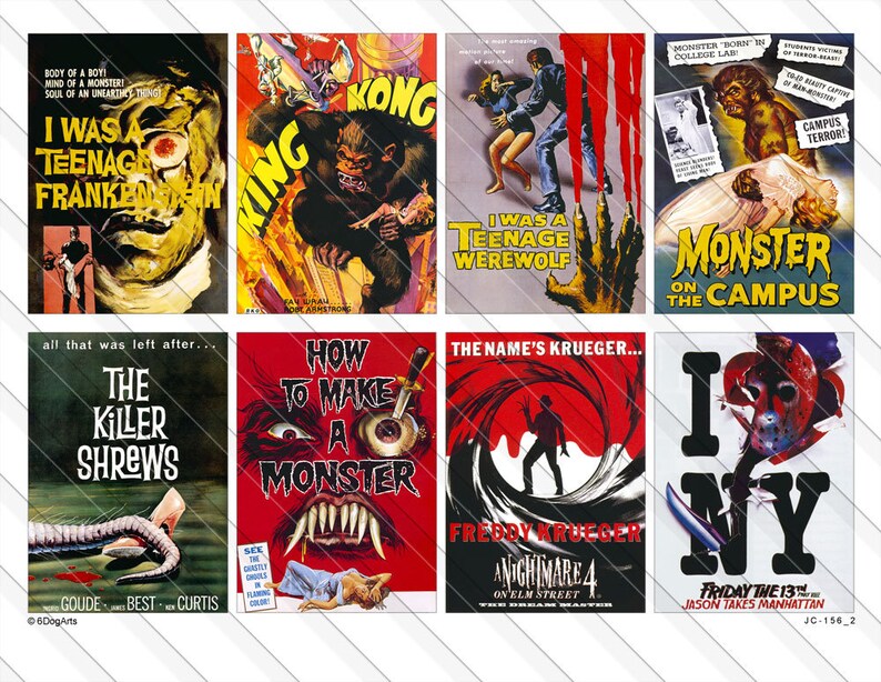 24 Vintage Horror Movie Posters 2.5x3.5 ATC ACEO | Etsy