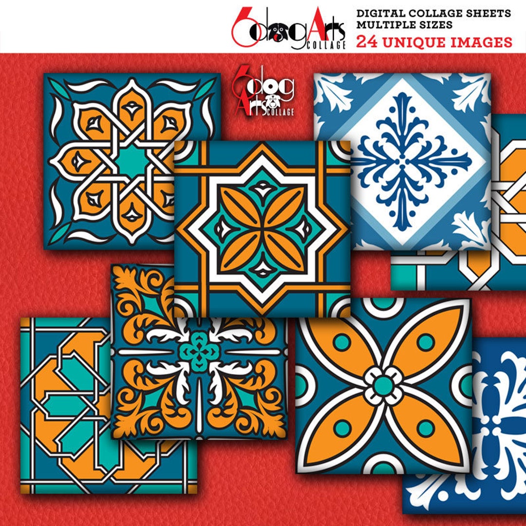 4x4 Moroccan Arabesque Tiles Digital Collage Sheets Printable Download ...