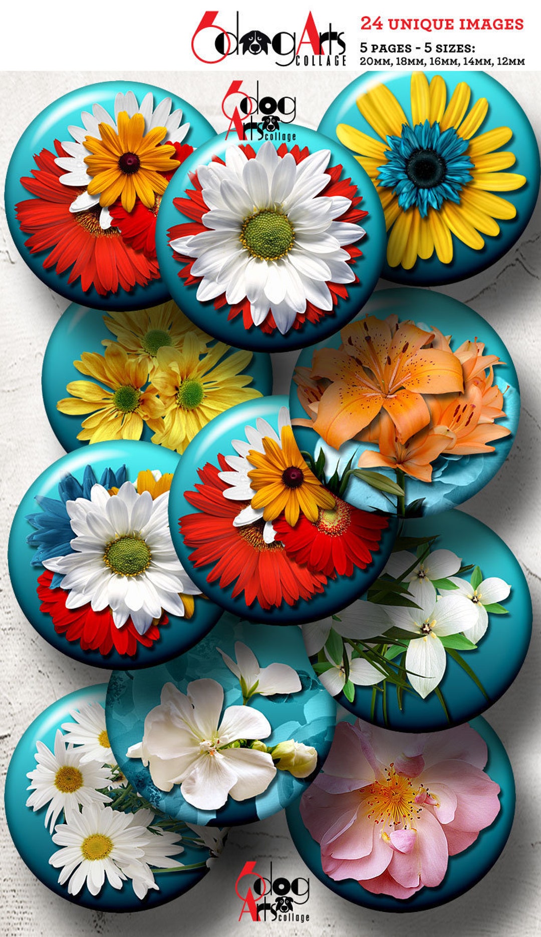 Flower Bouquet Digital Collage Sheets Printable Download Mini - Etsy