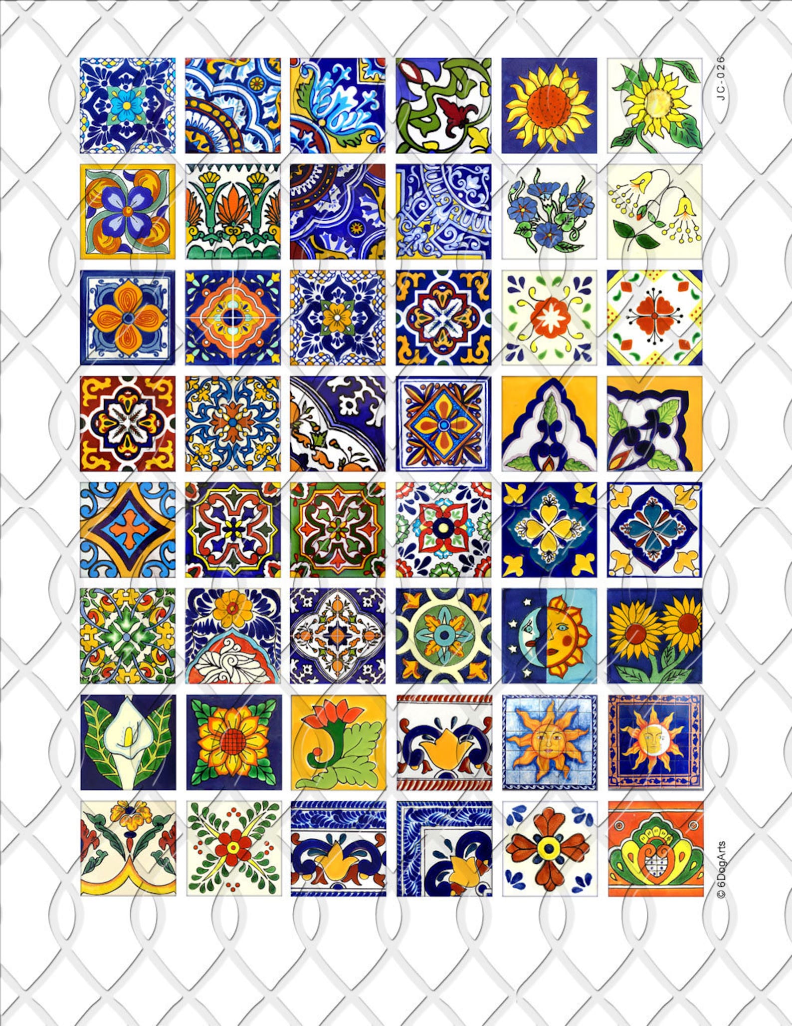 Mexican Talavera Tiles Digital Collage Sheets Printable Download for ...