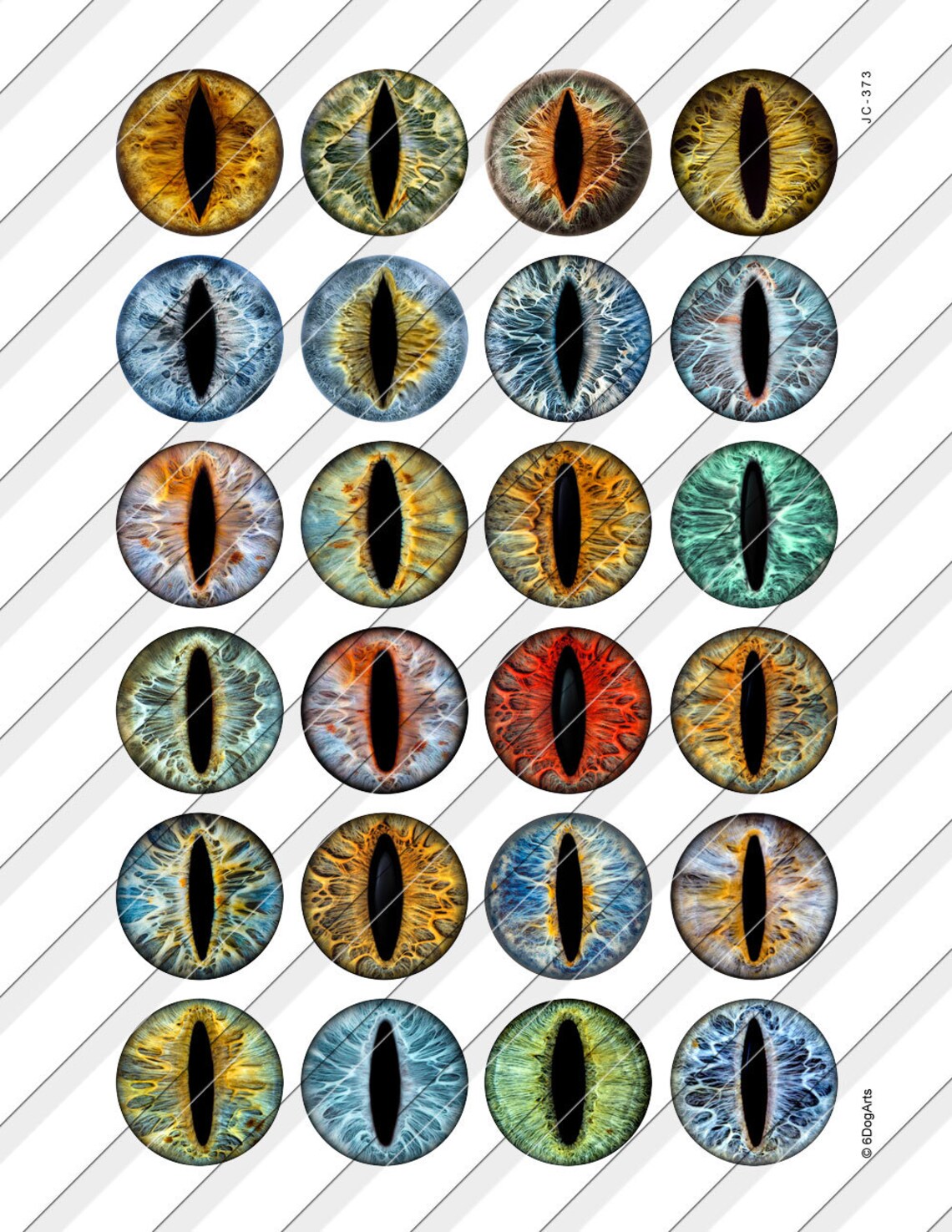Creature Cat Dragon Eye Irides Digital Collage Sheets Printable ...