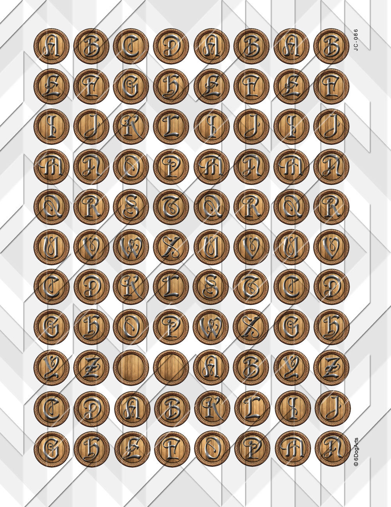Metal Alphabet Digital Collage Sheets Printable Downloads for Pendants ...