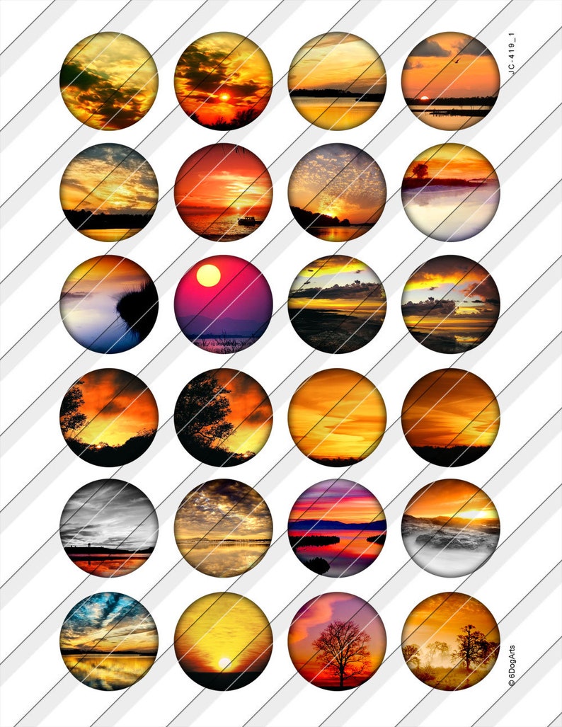 Sunset Digital Collage Sheets Printable Downloads for Bottle Caps ...