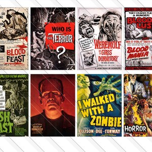 32 Vintage Horror Movie Posters 2.5"x3.5" ATC ACEO Cards Digital ...