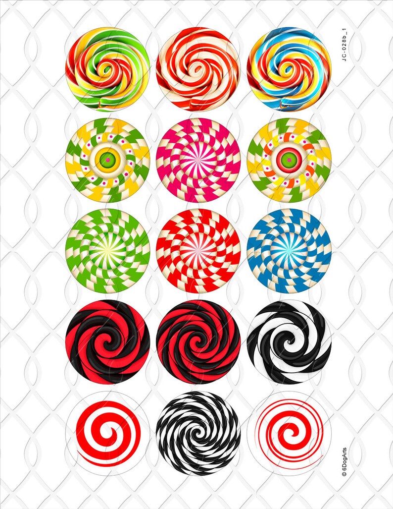 Peppermint Candy Digital Collage Sheets Printable Downloadable 1.85", 1 ...