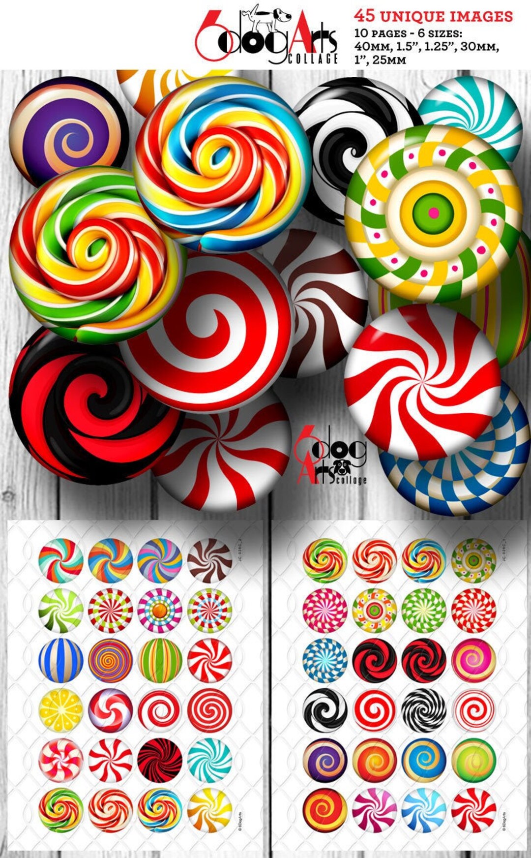 Peppermint Candy Digital Collage Sheets Printable Download - Etsy