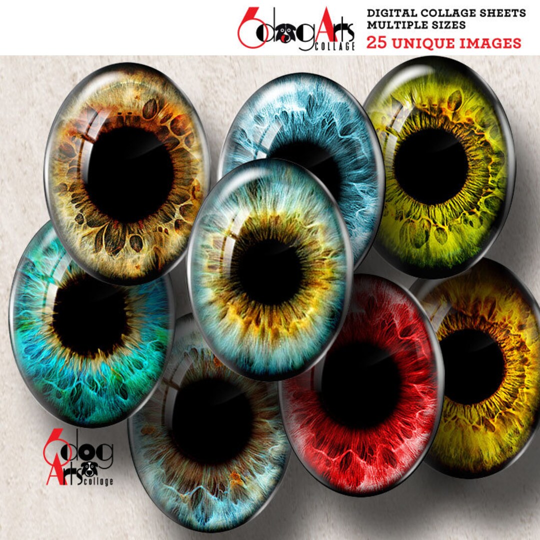 Eye Pupils Digital Collage Sheets Printable Download Pendants Cabochons ...