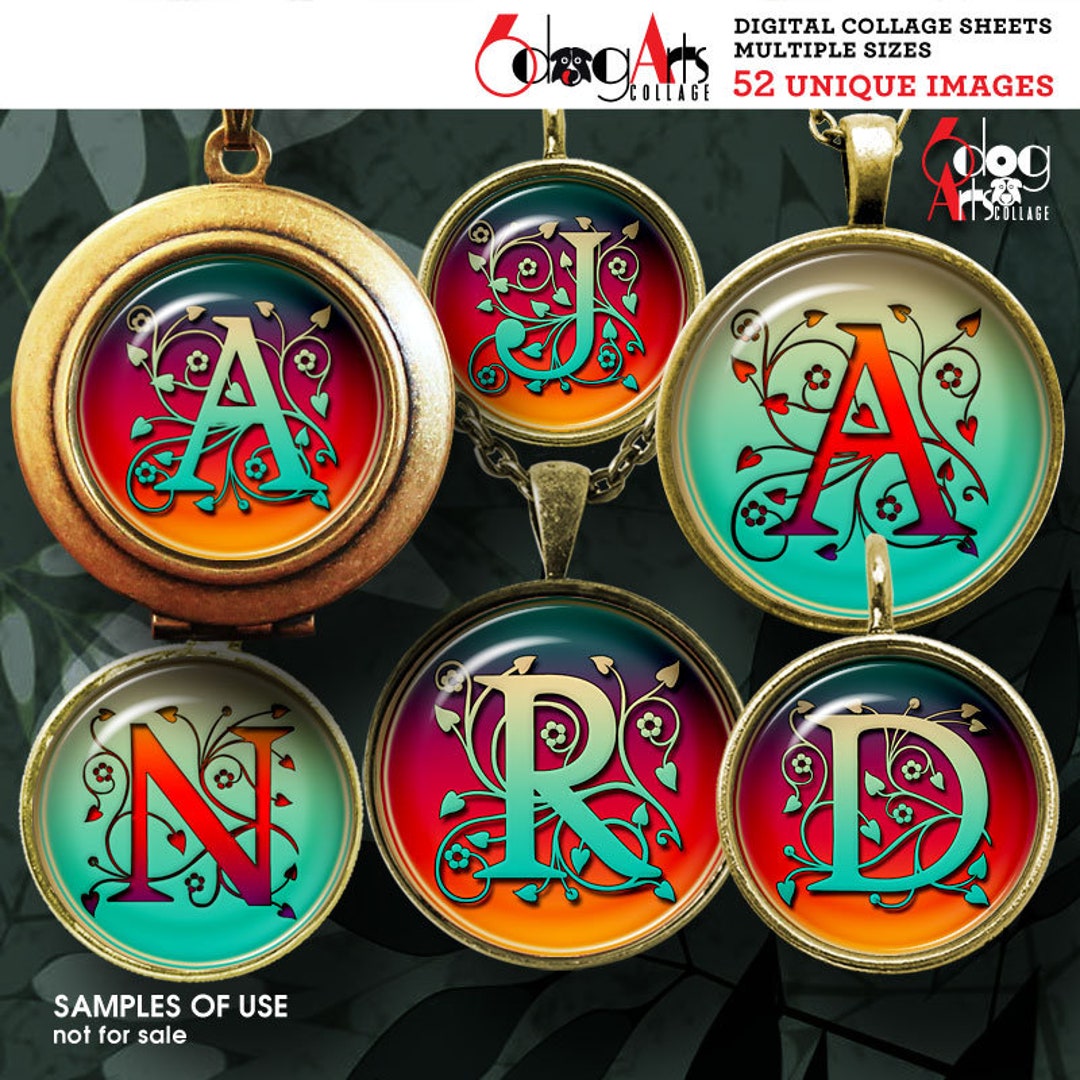 Digital Collage Sheets Alphabet Letters Printable Download Glass ...