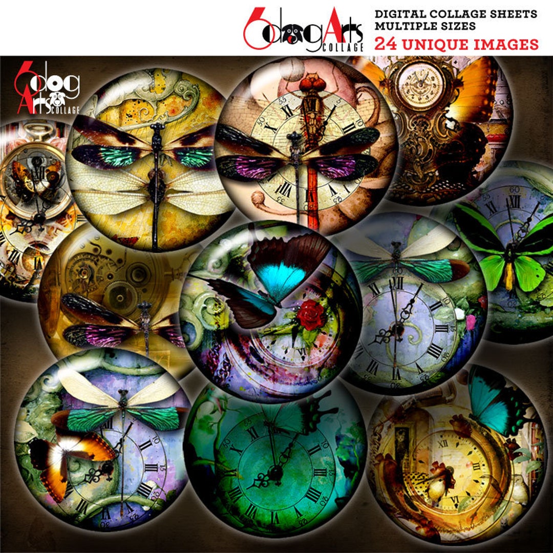 Steampunk Dream Digital Collage Sheets Printable Download Earrings ...