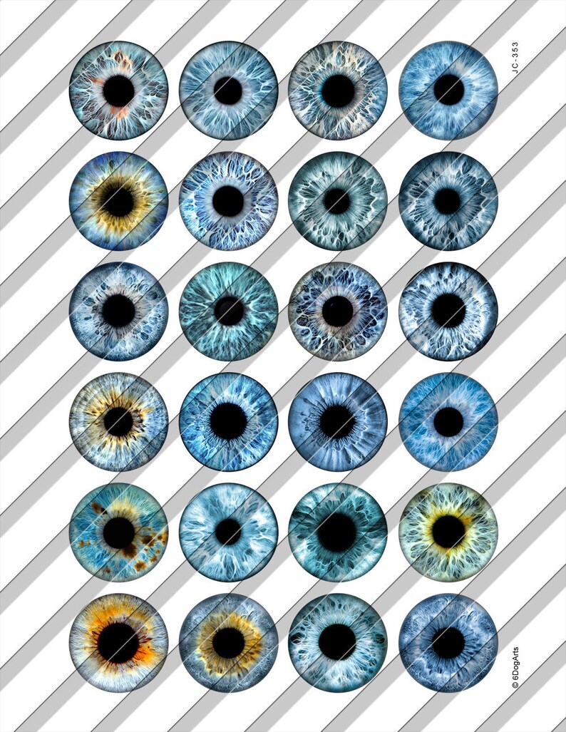 Blue Doll Eyes Digital Collage Sheets Printable Pupils Irides | Etsy