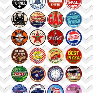 Vintage Signs Digital Collage Sheets Printable Download Bottle Caps ...