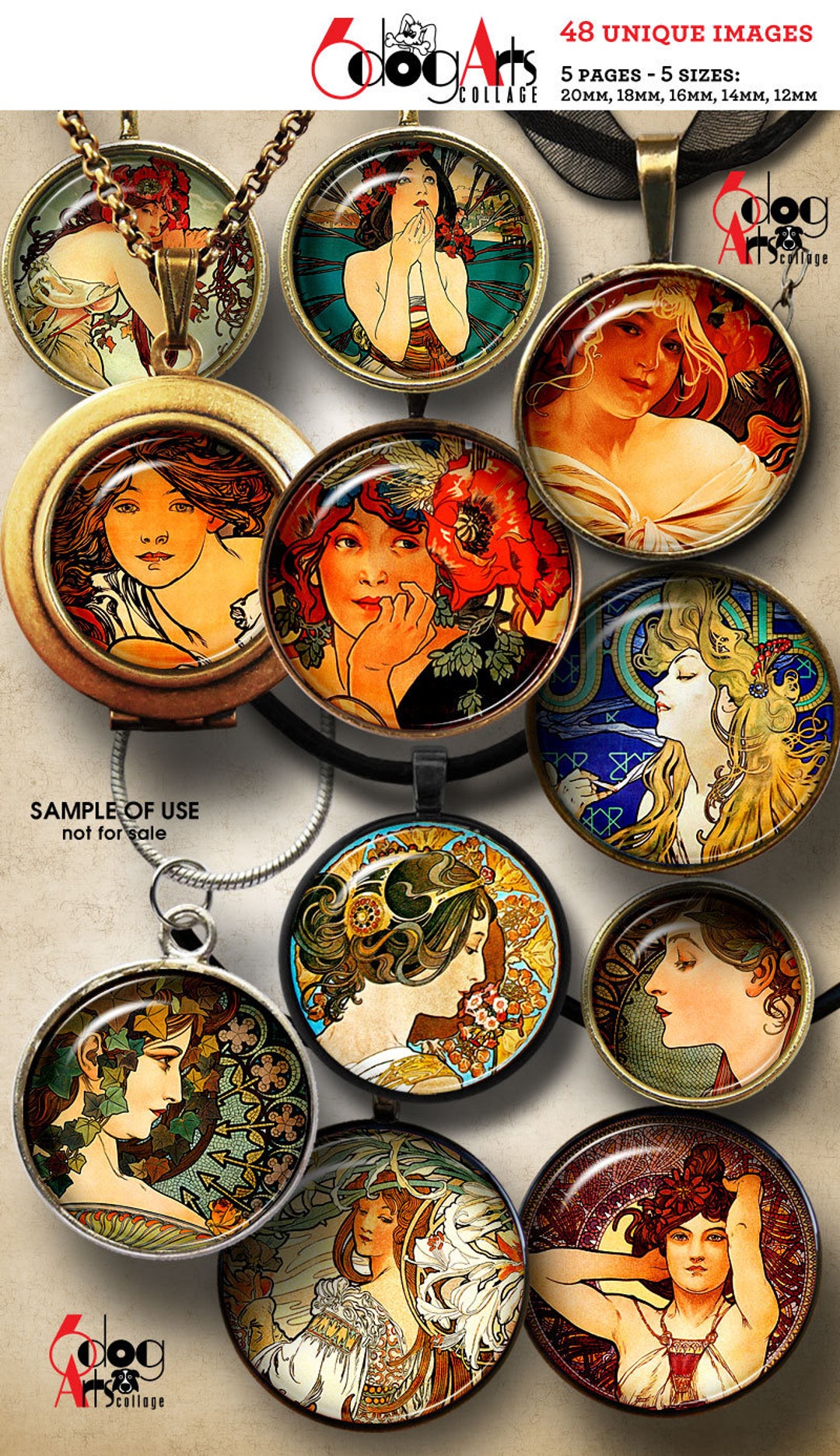 Alphonse Mucha Digital Collage Sheets Printable Downloads for - Etsy
