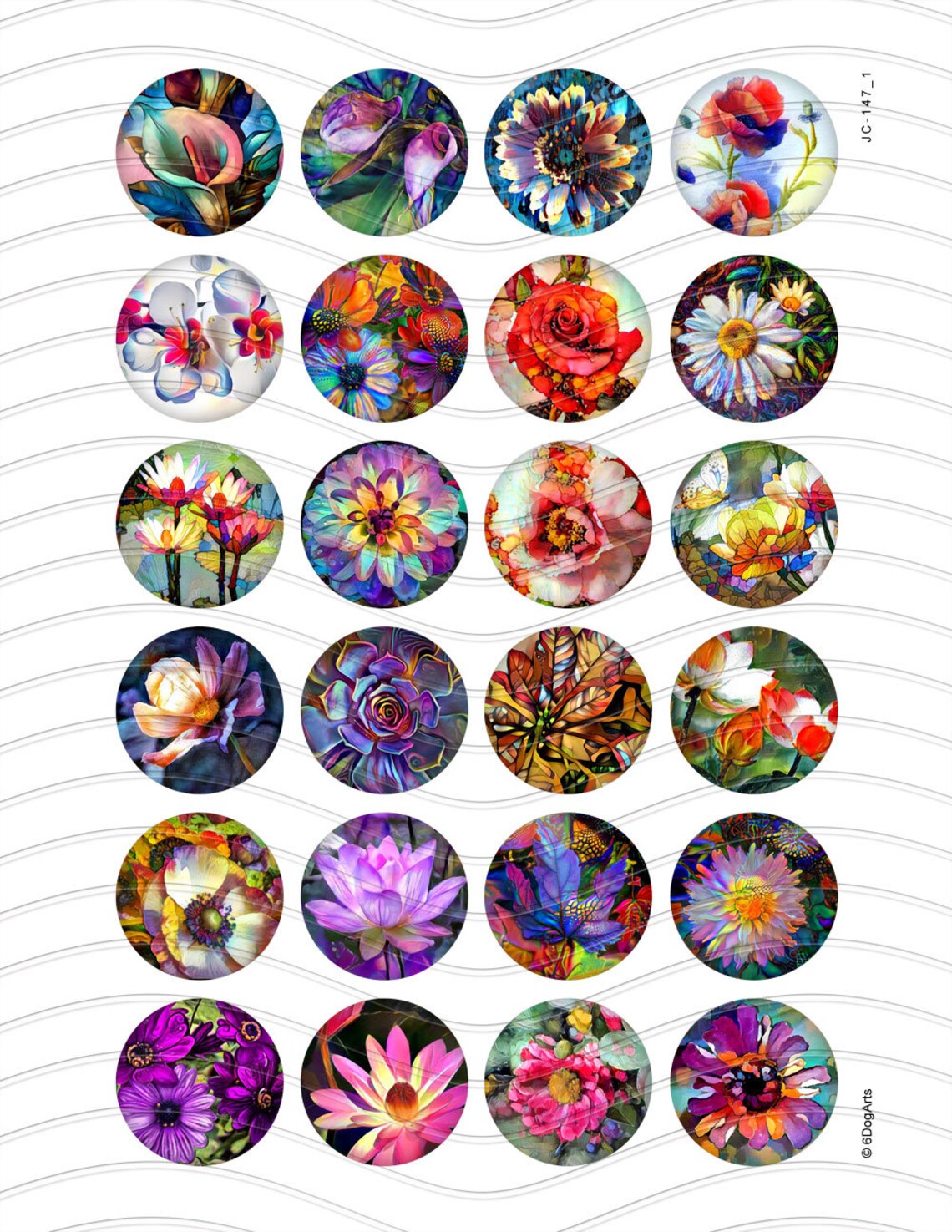 Flower Painting Digital Collage Sheets Printable Downloads for | Etsy
