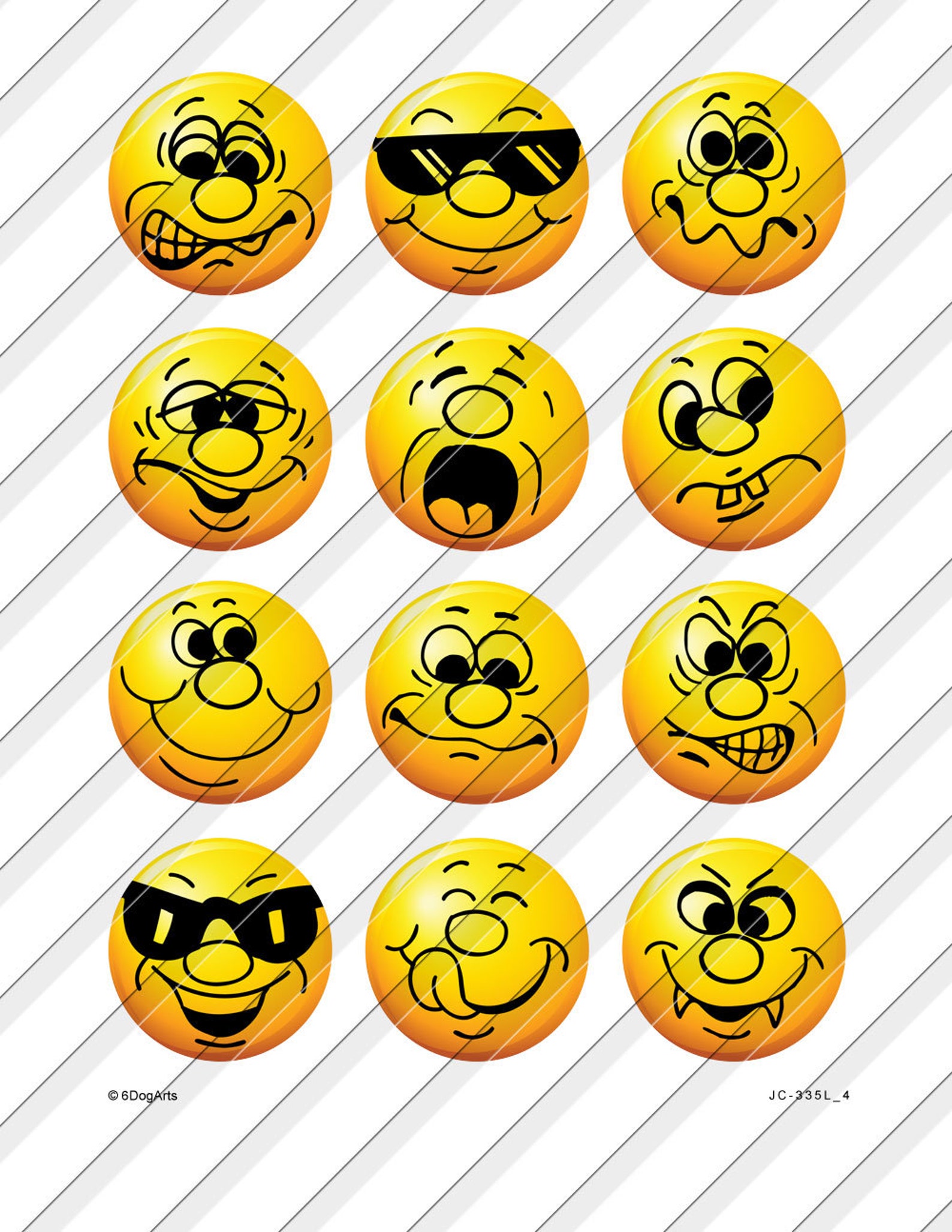 Smiley Faces 2 Circles Digital Collage Sheets Printable - Etsy