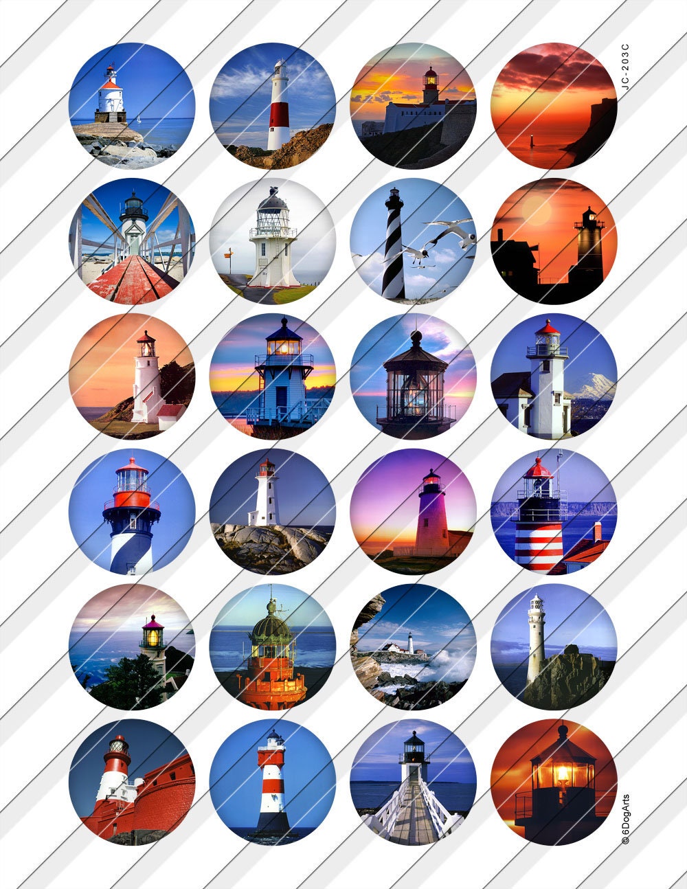 Lighthouses Digital Collage Sheets Printable Download for | Etsy