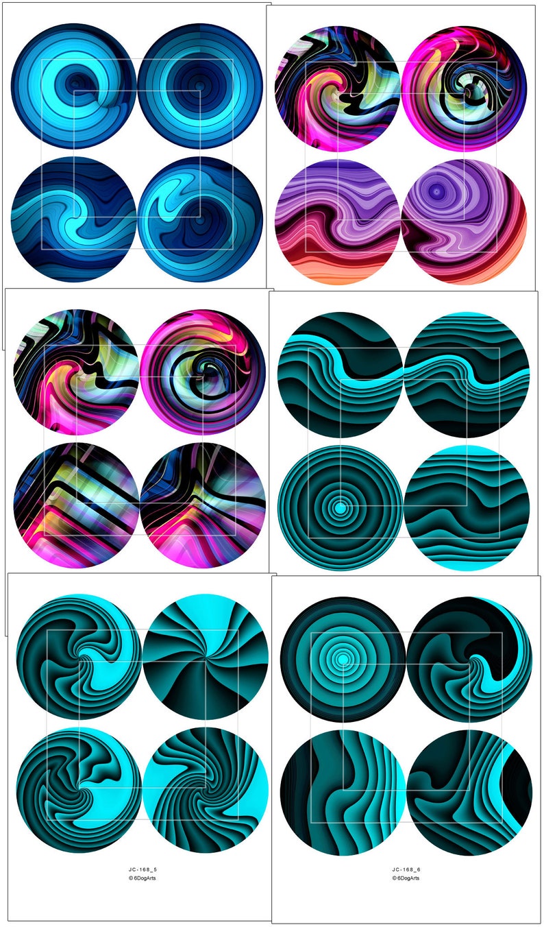 Abstract Geometry 4" & 2" Circles Digital Collage Sheets Printable ...