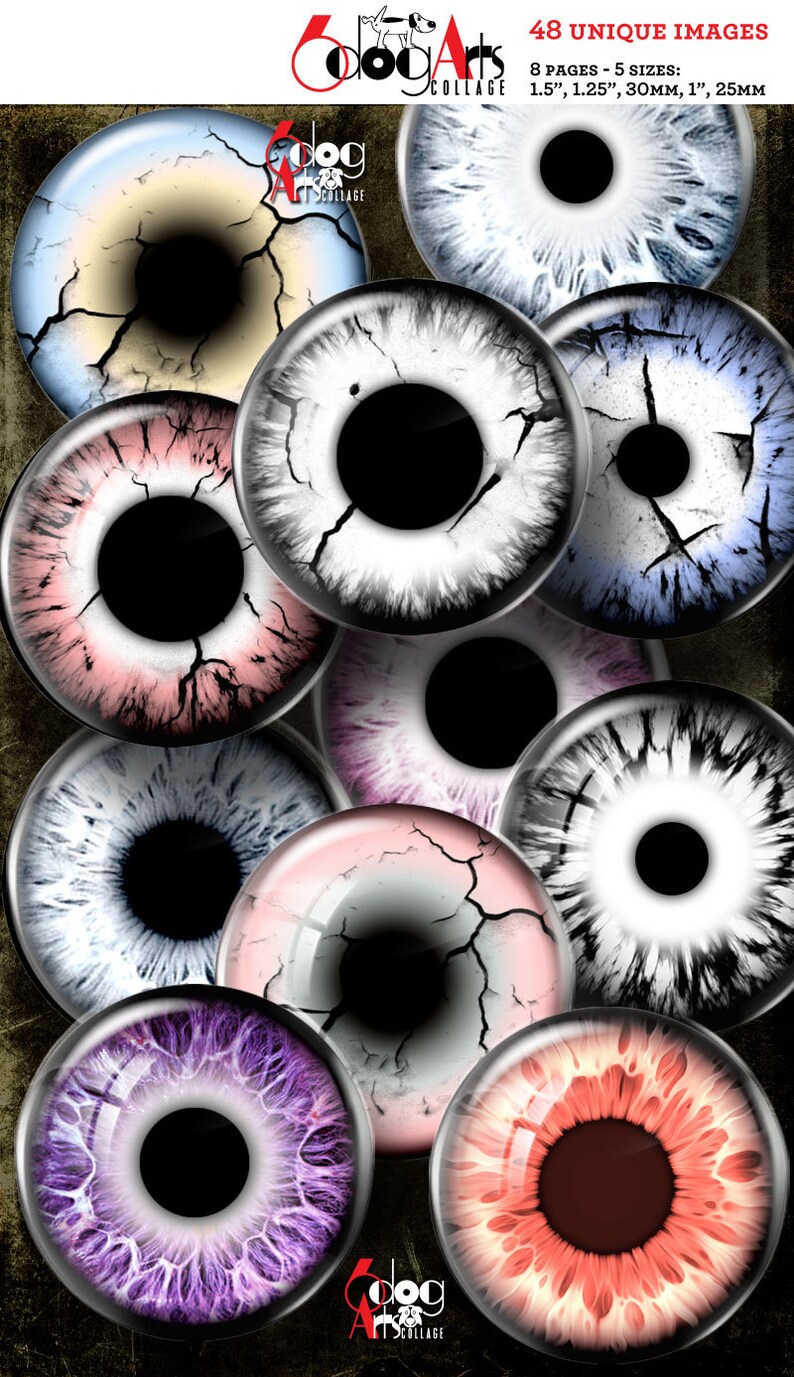 Monster Doll Eye Irises Digital Collage Sheets Printable | Etsy