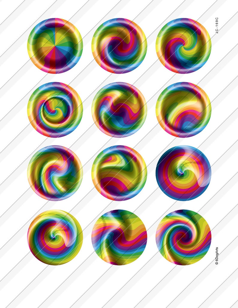 Abstract Geometry 2" Circles Digital Collage Sheets Printable Download ...