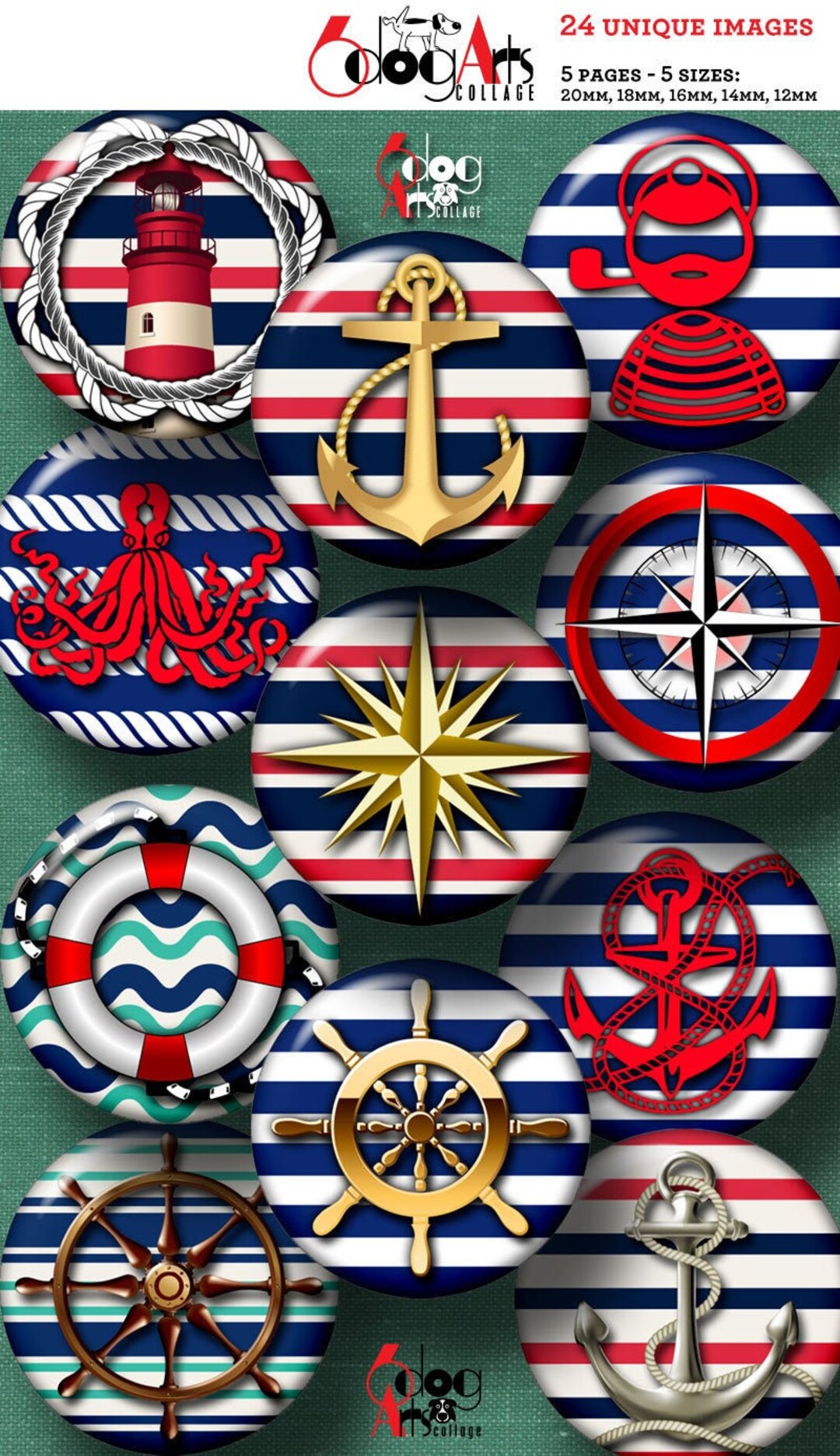 Nautical Digital Collage Sheets Printable Download for Mini - Etsy