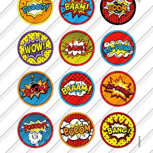 Comic Book Exclamations 2" Circles Digital Collage Sheets Printable ...