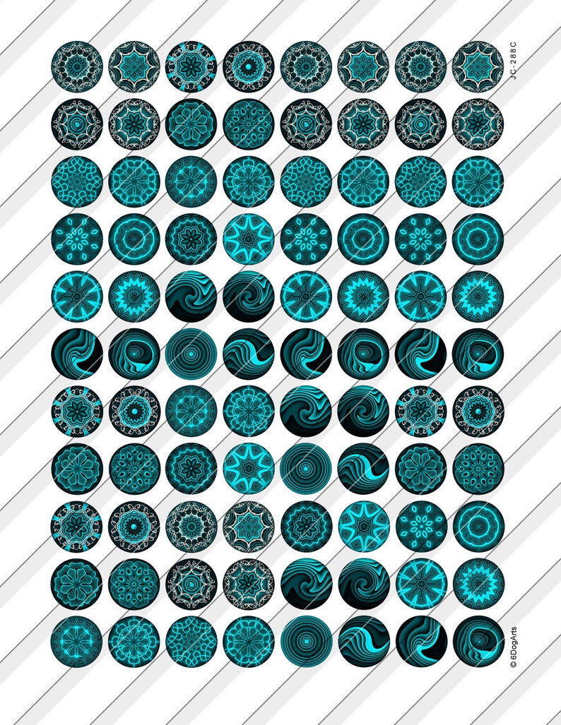 Turquoise Mandala Digital Collage Sheets Printable Downloads - Etsy