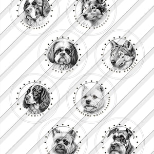 Dog Breeds BW Pencil Drawings Digital Collage Sheets Printable 2.755 ...