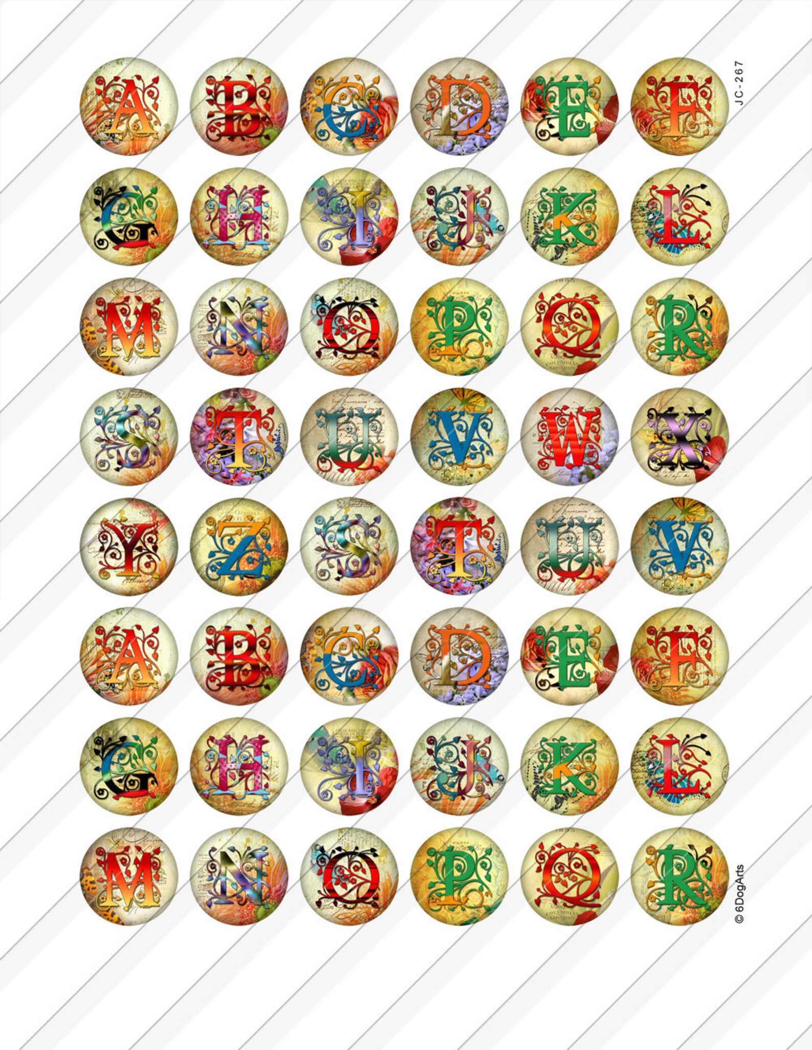 Retro Alphabet Letters Digital Collage Sheets Printable | Etsy