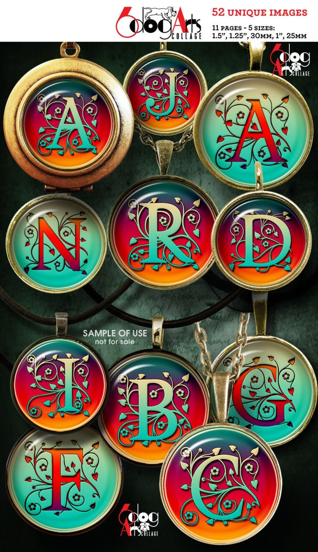 Digital Collage Sheets Alphabet Letters Printable Download Bottle Caps ...